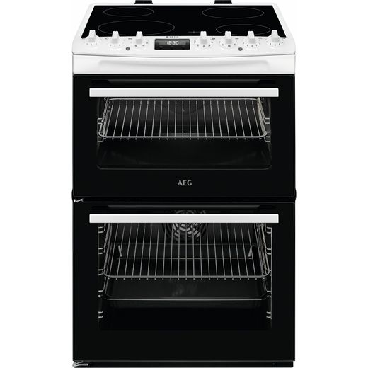 AEG 6000 SteamBake CCX6740ACW 60cm Wide Double Oven Electric Cooker ...