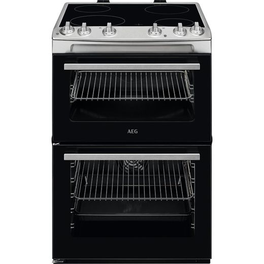 AEG CCX6501ACM 60cm Wide Double Oven Electric Cooker with Ceramic Hob ...