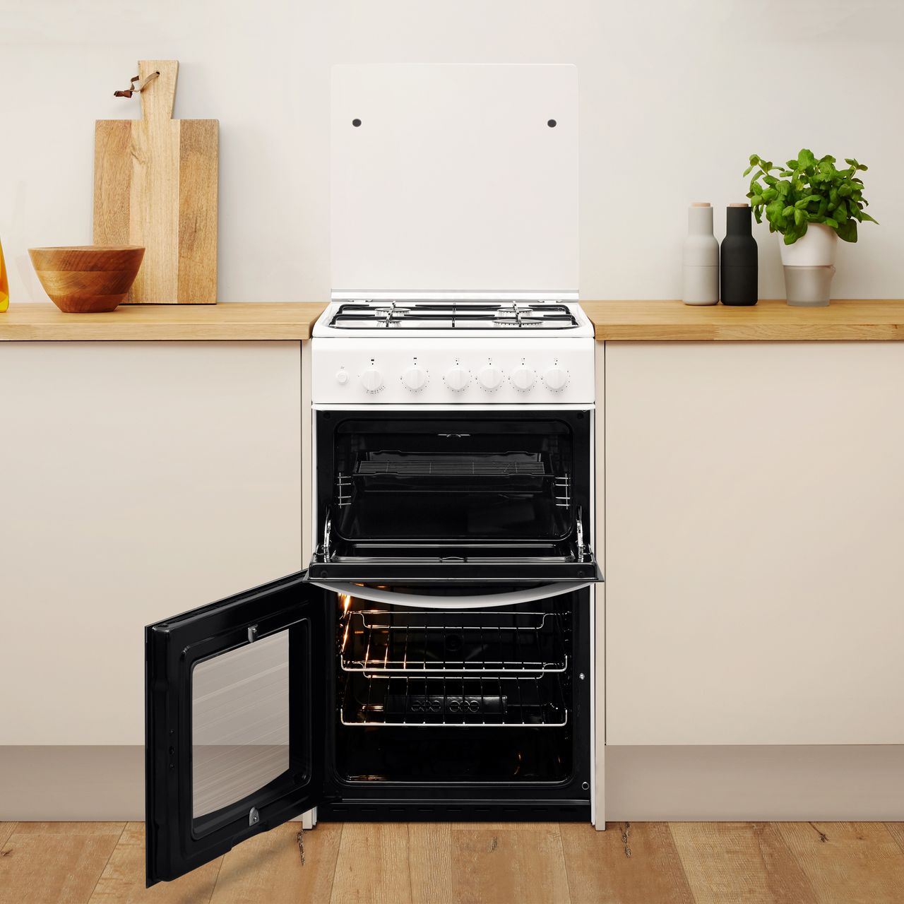 Indesit ID5G00KMW Cloe A Gas Cooker with Gas Hob 50cm Free Standing ...