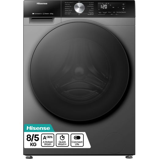 Hisense 3S Series WD3S8043BT3 Wifi Connected 8Kg / 5Kg Washer Dryer with 1400 rpm - Titanium - D ...