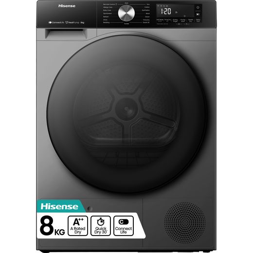 Hisense 3S Series DH3S802BT2 Wifi Connected 8Kg Heat Pump Tumble Dryer ...