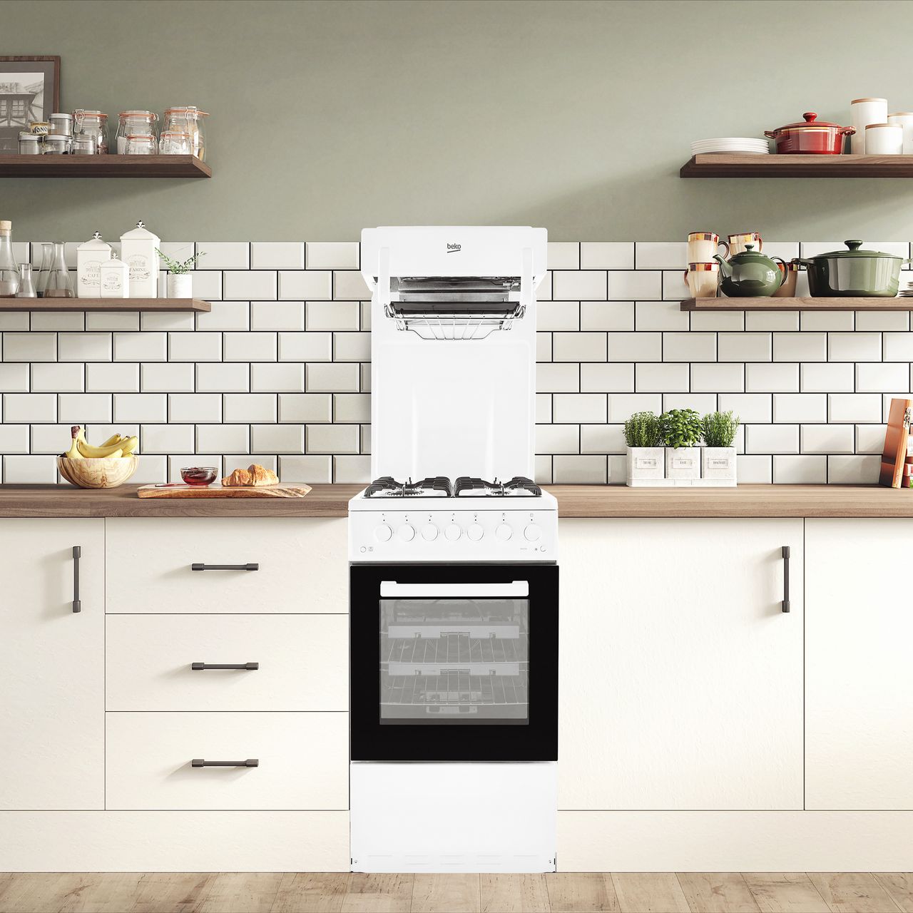 Beko KA52NEW A Gas Cooker with Gas Hob 50cm Free Standing White New ...