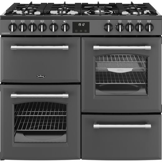 Belling Farmhouse 100DF 100cm wide Dual Fuel Range Cooker with Gas Hob ...