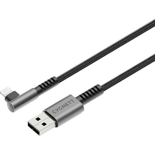 Cygnett Right Angle Lightning to USB-A Cable - 1M - Black